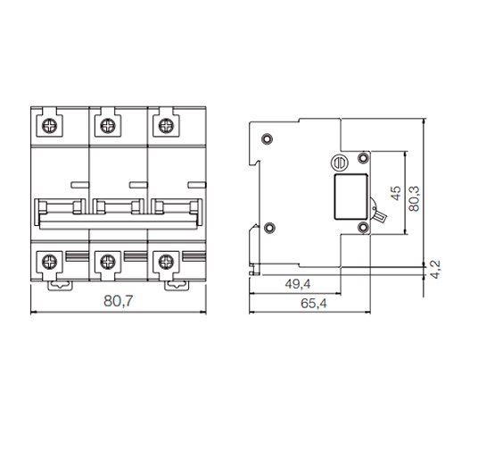 Disjuntor Mini Trifásico MDW Curva C 70A-3 Weg